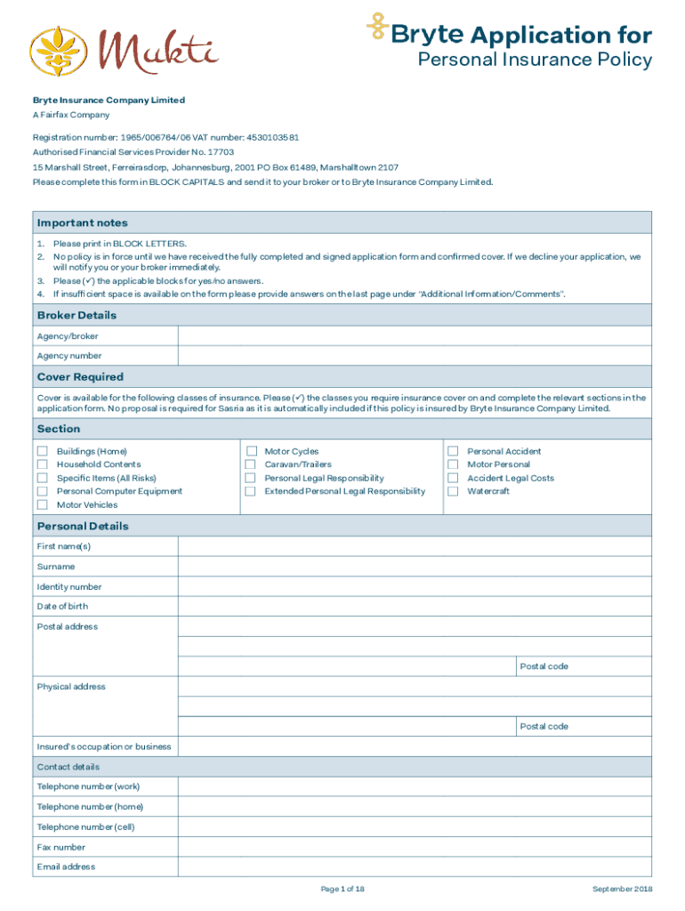 Fillable Online Bryte property loss claim form Fax Email Print - pdfFiller