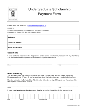 Fillable Online Undergraduate Scholarship Payment Form Fax Email Print ...