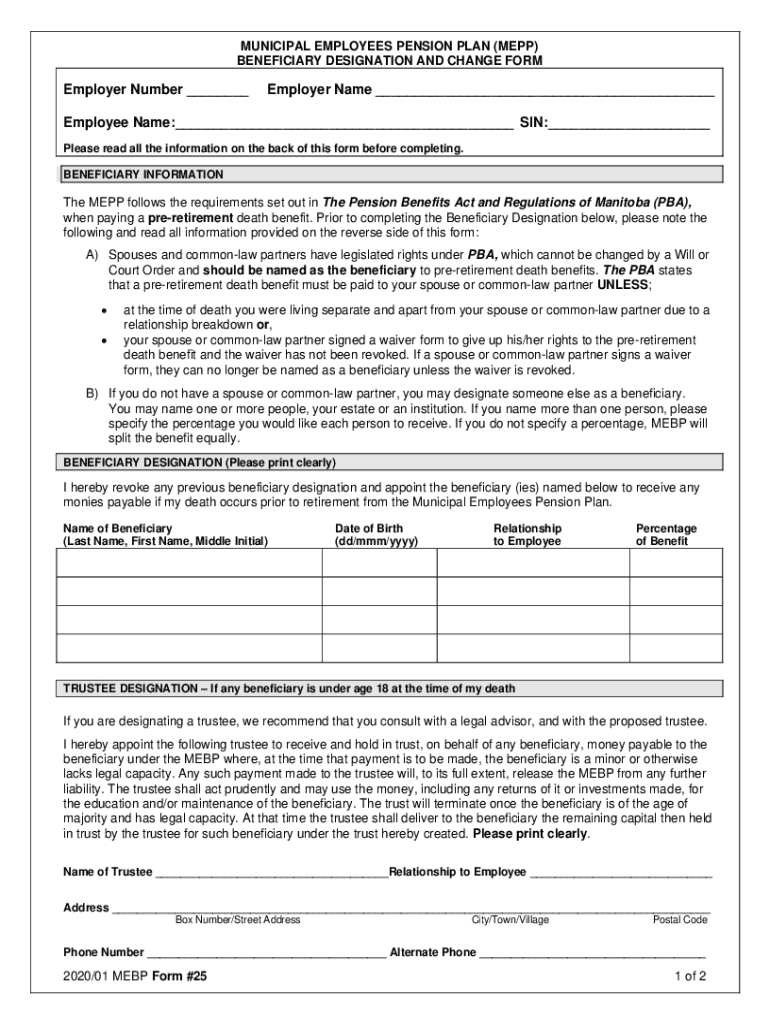 Fillable Online MEPP-Enrolment-and-Beneficiary-Forms. ... Fax Email ...