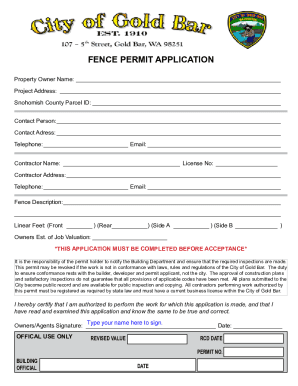 Fillable Online Residential Fence Permit Application - City of ...