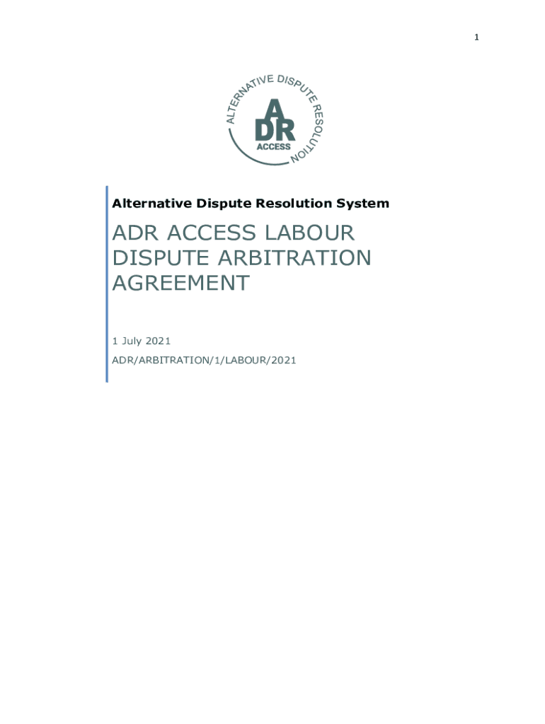 Fillable Online ADR ACCESS LABOUR DISPUTE ARBITRATION AGREEMENT Fax Email Print - pdfFiller