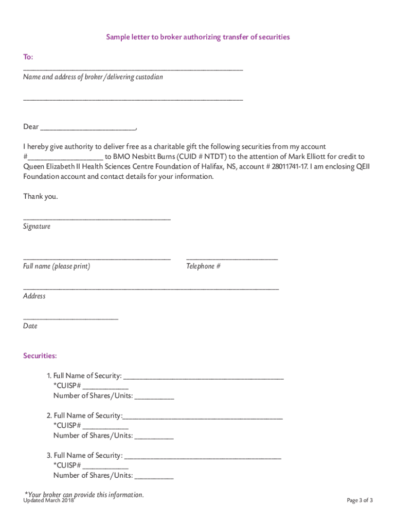 Fillable Online Sample letter to broker authorizing transfer of ...