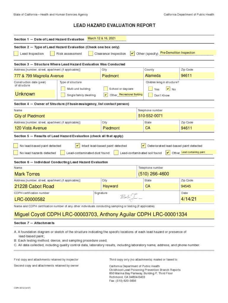 Fillable Online Pre-demolition Asbestos and Lead Survey Report Fax ...
