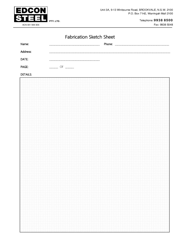 Fillable Online Fabrication Sketch Sheet Fax Email Print - pdfFiller