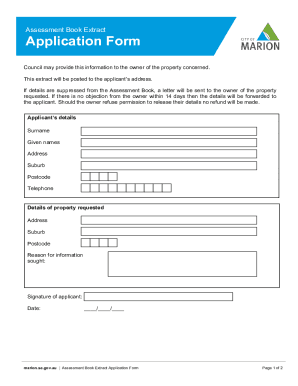 Fillable Online Fillable Online Assessment Book Extract - Application ...