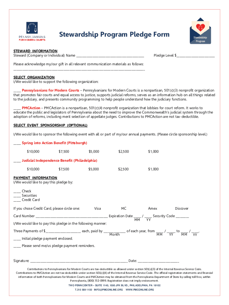 Fillable Online Stewardship Program Pledge Form Fax Email Print - pdfFiller
