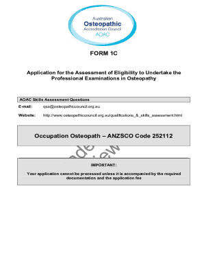 Fillable Online osteopathiccouncil org FORM 1C Occupation Osteopath ...