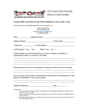 Fillable Online 2022 ELECTION BOARD APPLICATION FORM Fax Email Print ...