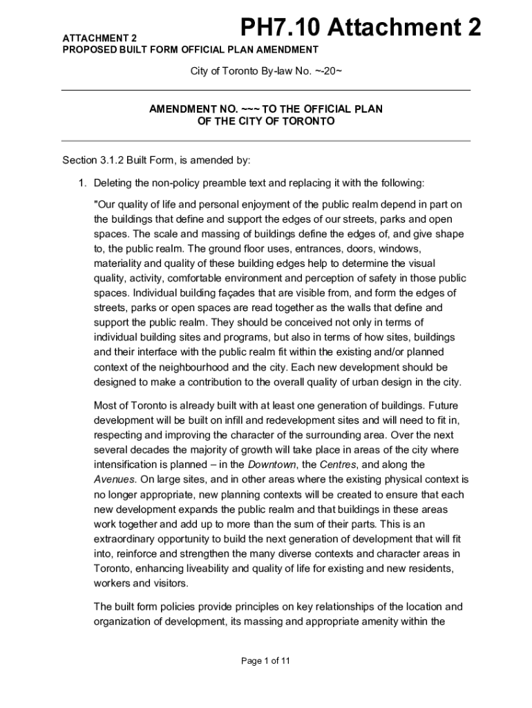 Fillable Online Attachment 2 Proposed Built Form Official Plan ...