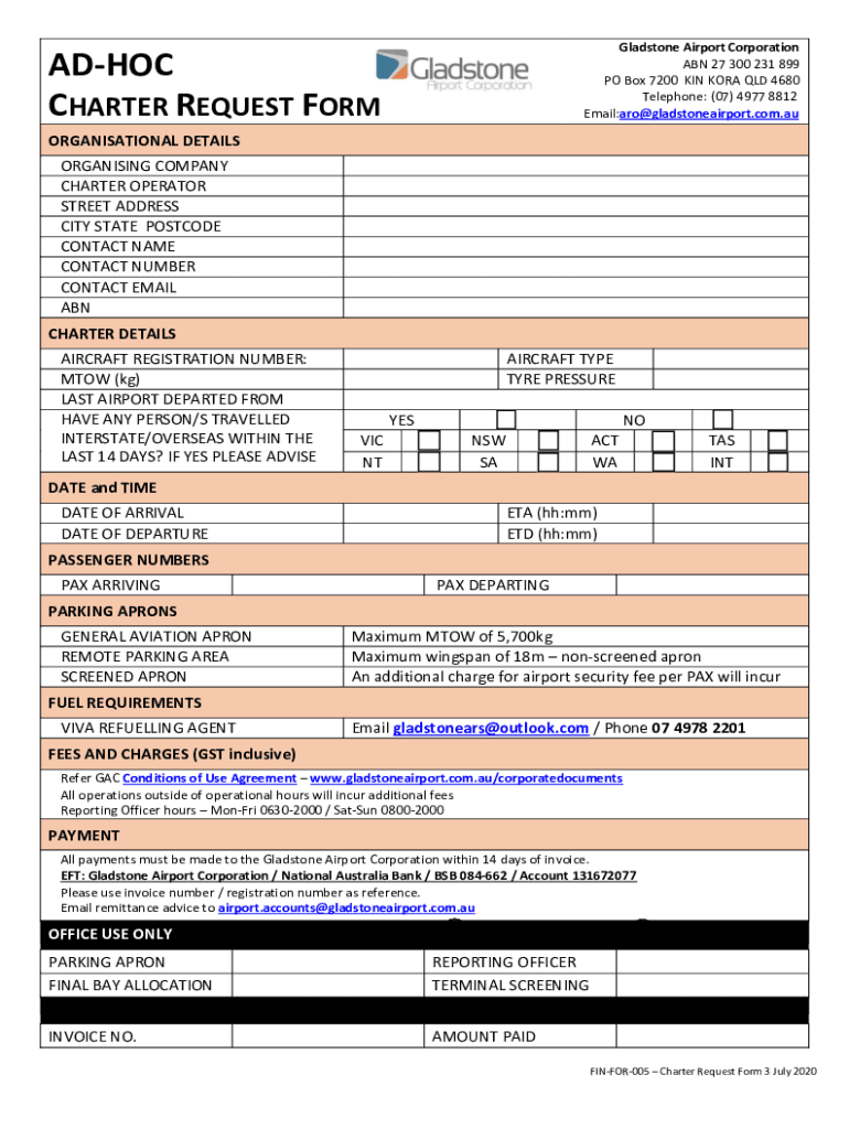 Fillable Online AD-HOC CHARTER REQUEST FORM Fax Email Print - pdfFiller