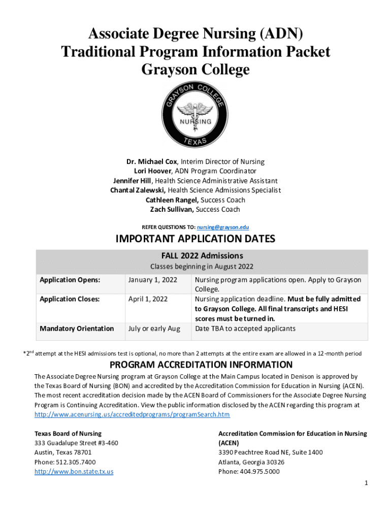 Fillable Online Applications for Admission, Associate Degree Nursing Fax Email Print - pdfFiller