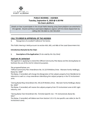 Fillable Online PUBLIC HEARINGAGENDA Tuesday, September 8, ... Fax ...