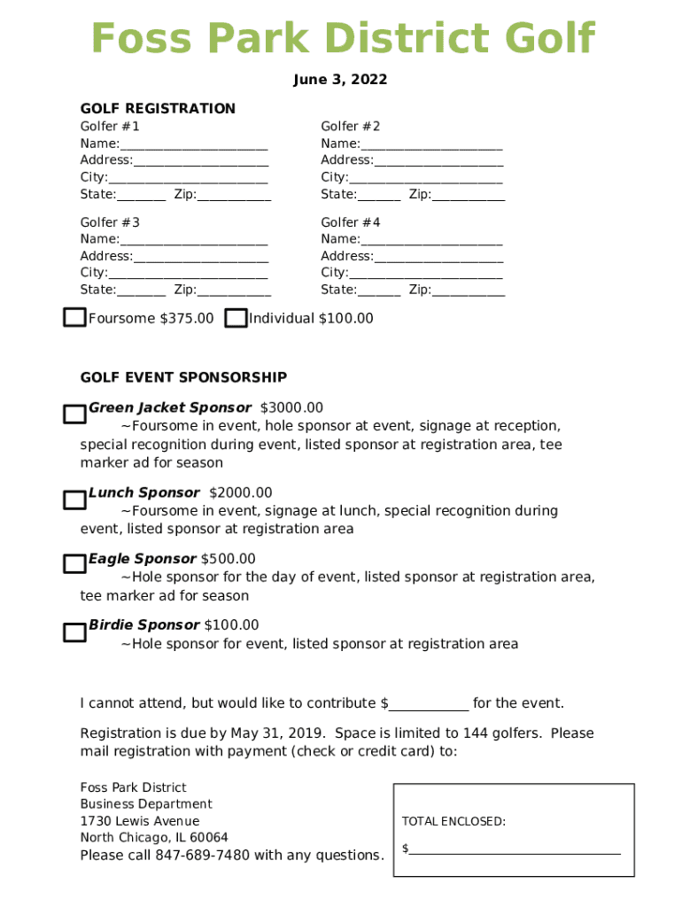 2022 Golf Outing Registration Doc Template | pdfFiller