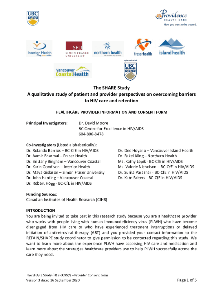 Fillable Online healthcare provider information and consent form Fax ...