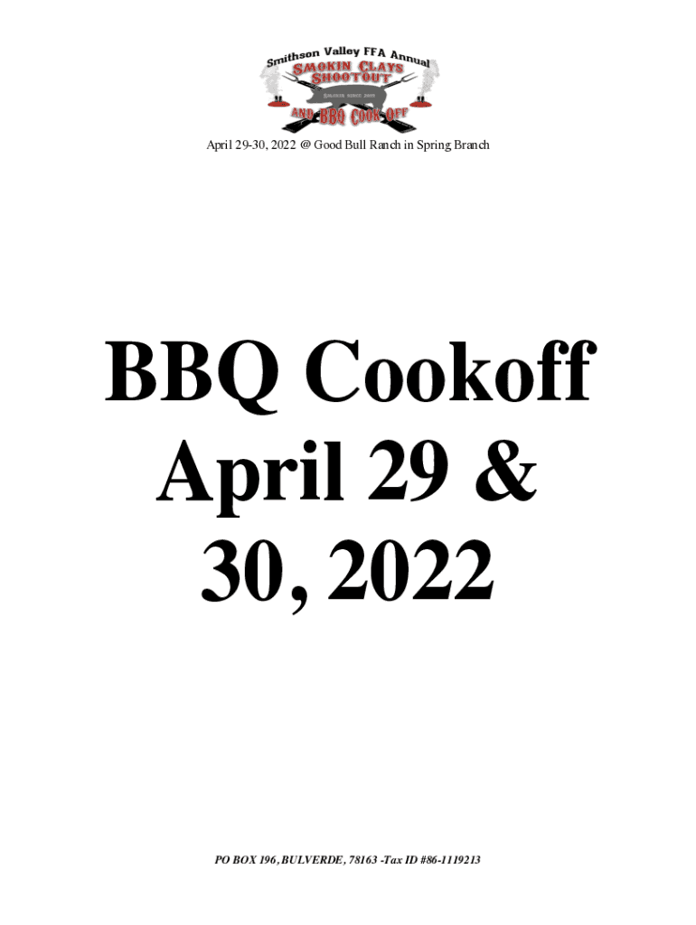 Fillable Online 5th Annual SVFFA Smokin' Clays Shootout & BBQ Cook Off ...