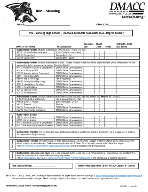 Fillable Online Degree Tracker IKM Manning Fax Email Print - pdfFiller