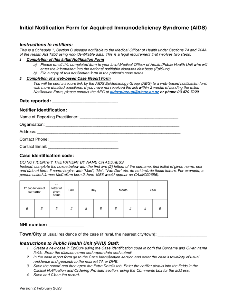 Fillable Online Public Health Disease Notification Manual for Health ...