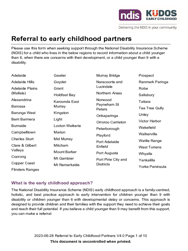 Fillable Online Form - Referral to early childhood partner v4.0 ...