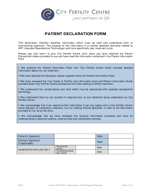 Fillable Online PATIENT DECLARATION FORM Fax Email Print - pdfFiller