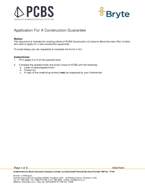 Fillable Online Fillable Online Construction Guarantee - PCBS Fax Email ...