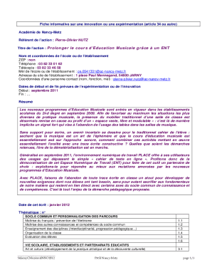 Remplissable En Ligne Titre de l'action : Prolonger le cours d'Education Musicale grceun ...