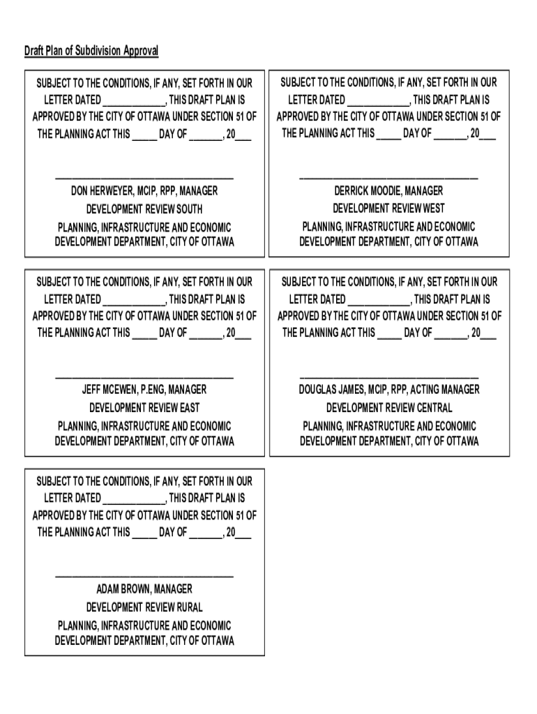 Fillable Online Draft Plan of Subdivision Approval Fax Email Print - pdfFiller
