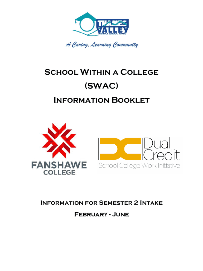 Fillable Online School Within a College (SWAC) Information Booklet Fax ...