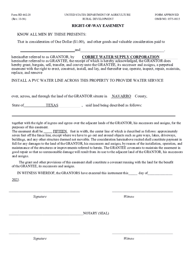Fillable Online RD 442-21 Right-of-Way Certificate - OMB 0575-0194 Fax ...