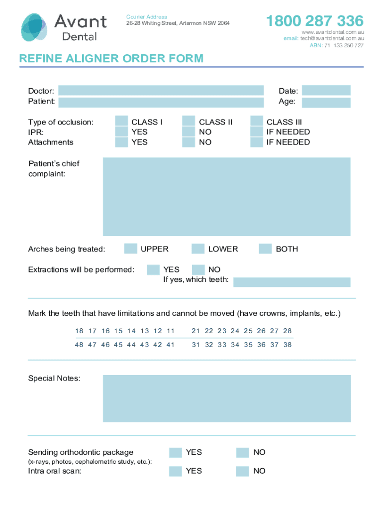 Fillable Online Refine Aligner Order Form Fax Email Print - pdfFiller