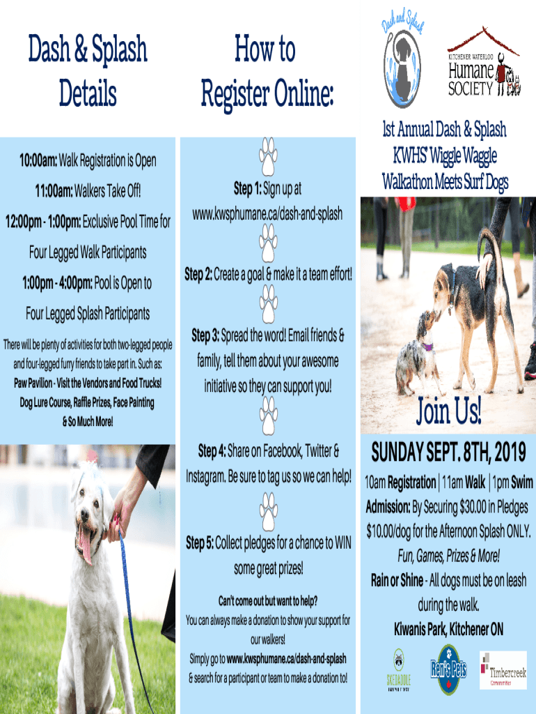 Fillable Online Join Us! How to Register Online: Dash & Splash Details ...