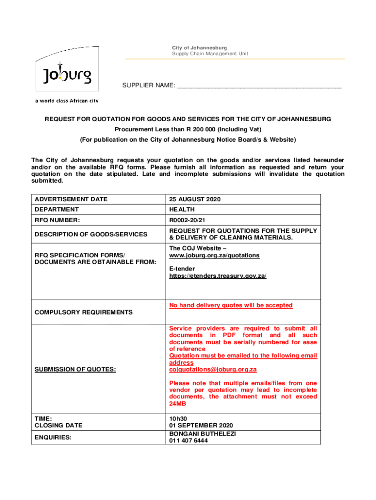 Fillable Online RFQ-R0002-20. 21 CLEANING MATERIALS.pdf Fax Email Print ...