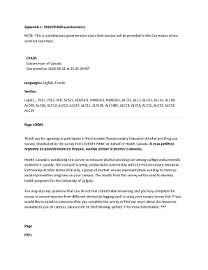 Fillable Online NOTE: This is a preliminary questionnaire and a final ...