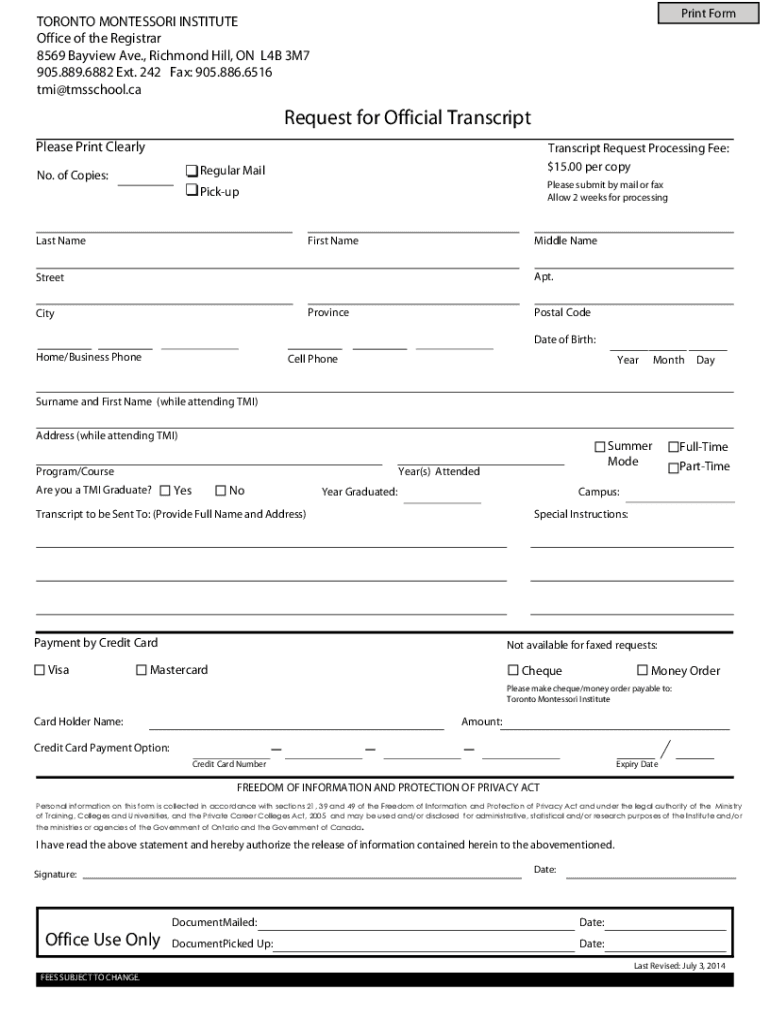 Fillable Online TMS School (Lower School) - Richmond Hill Private ...