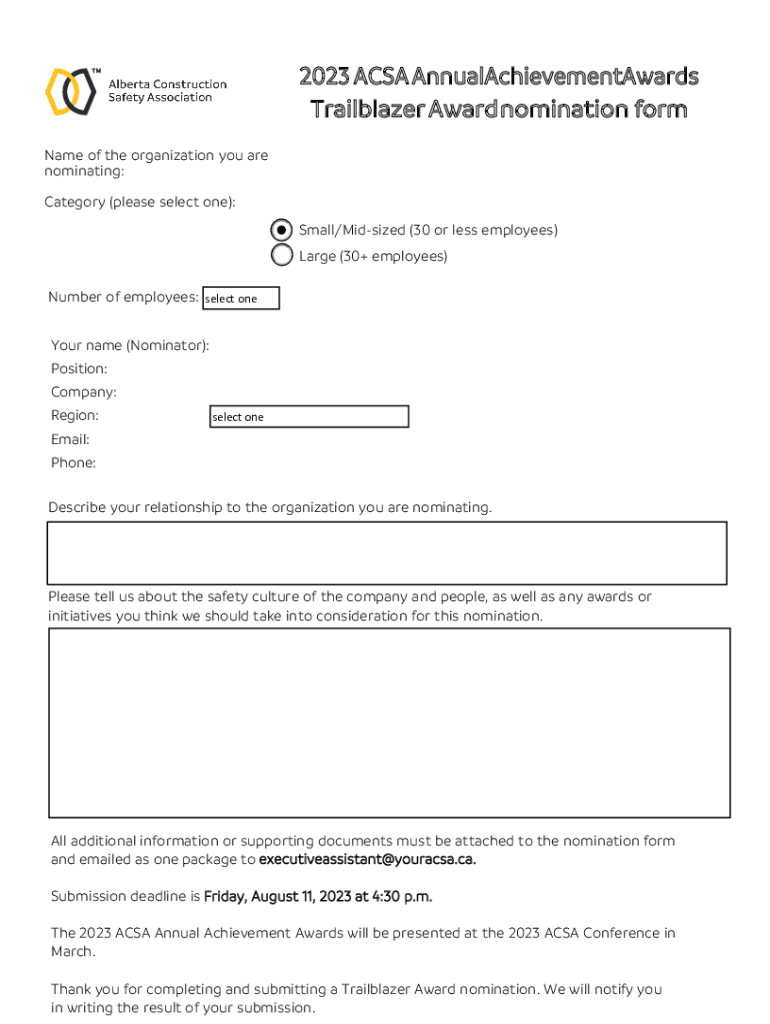 Fillable Online REGISTRATION & AWARDS NOMINATION FORM Fax Email Print - pdfFiller