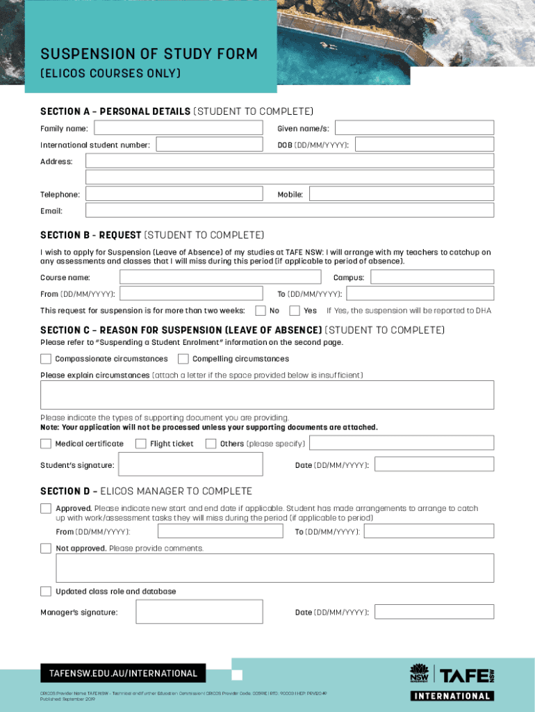 Fillable Online SUSPENSION OF STUDY FORM Fax Email Print - pdfFiller