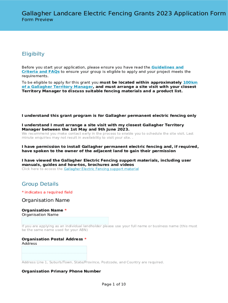 Fillable Online Gallagher Landcare Electric Fencing Grants 2023 Application Form Fax Email Print ...