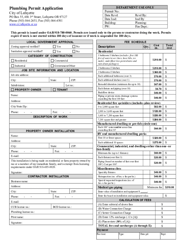 Fillable Online Permits, Licenses & Forms - Lafayette, OR Fax Email Print - pdfFiller
