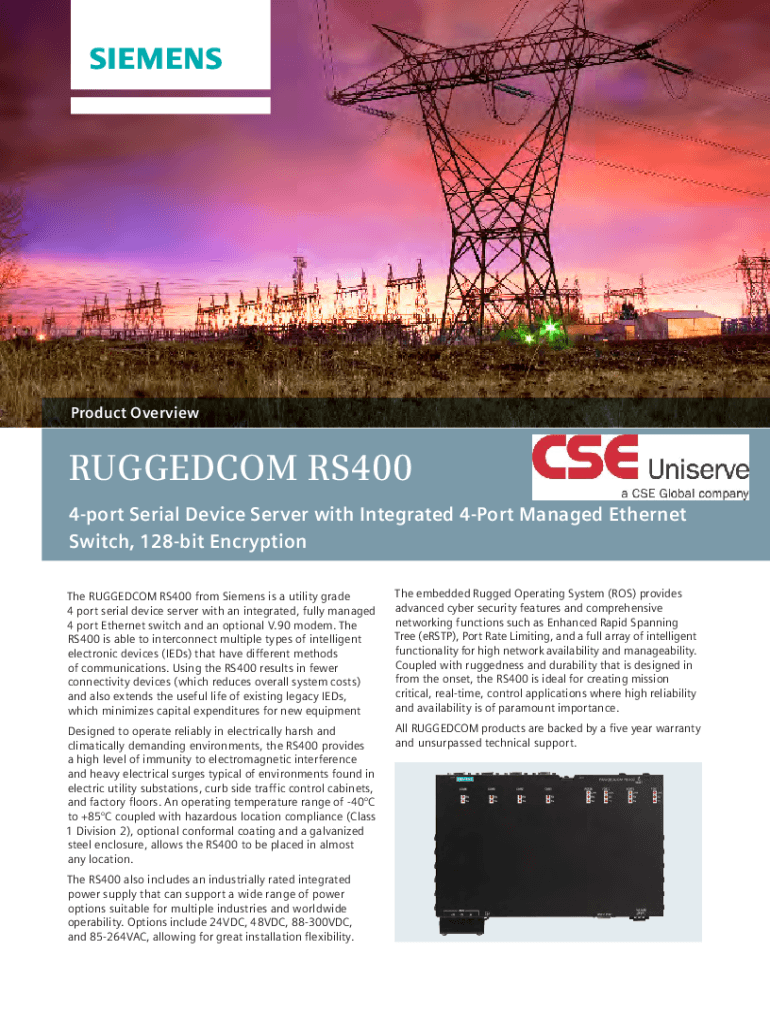 Fillable Online Siemens Ruggedcom Rs400 Serial Device Servers Fax Email