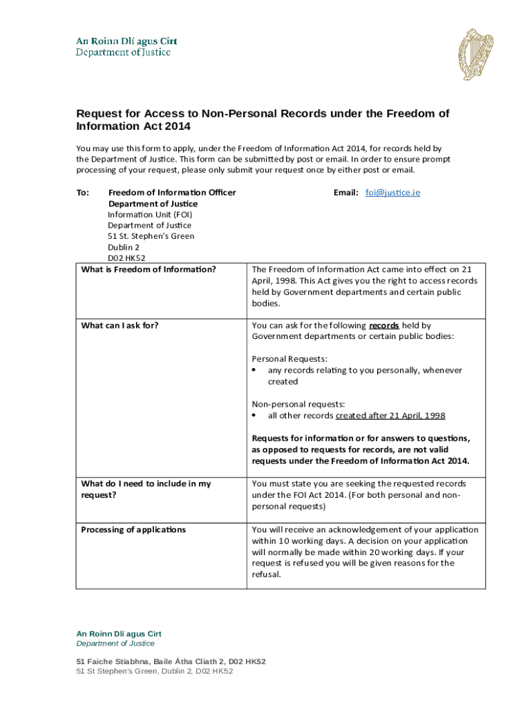 FOI Request for Non Person. FOI Doc Template | pdfFiller