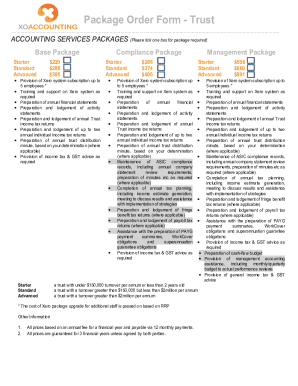 Fillable Online Package Order Form Trust Fax Email Print - pdfFiller