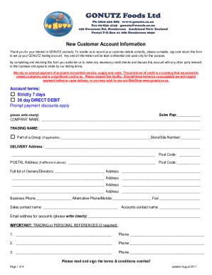Fillable Online New Customer Account Information Fax Email Print ...
