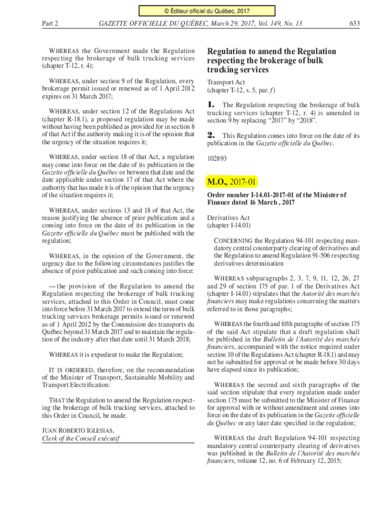 Fillable Online lautorite qc Regulation to amend the Regulation ...