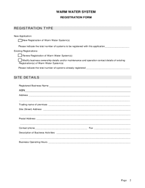 Fillable Online warm water system - registration form Fax Email Print ...