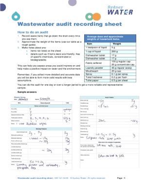 Fillable Online Wastewater audit recording sheet Fax Email Print ...