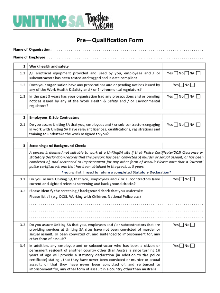 Fillable Online APPENDIX 1: CONTRACTOR'S PREQUALIFICATION FORM ... Fax Email Print - pdfFiller