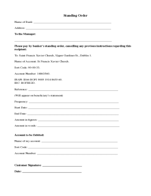 Fillable Online SFX Standing order form - Dublin Fax Email Print ...