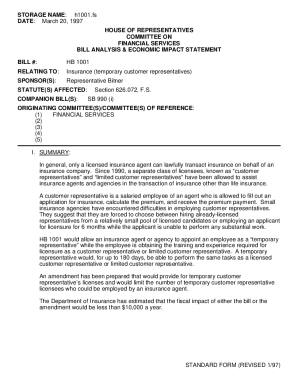 Fillable Online STANDARD FORM (REVISED 1/97) STORAGE NAME: h1001.fs ...