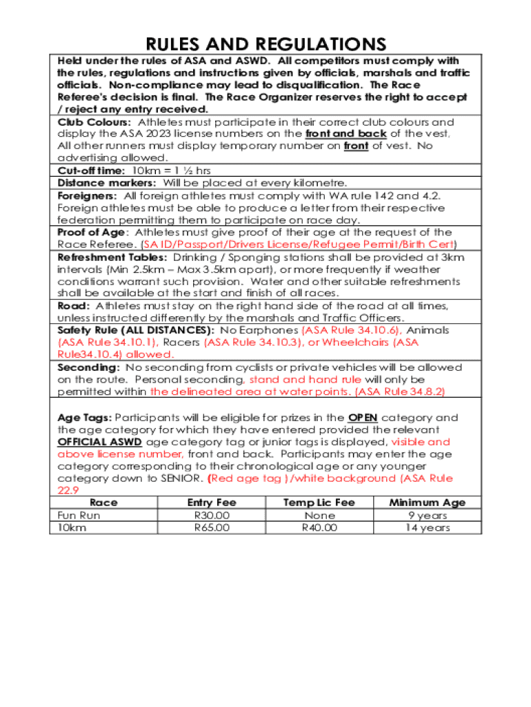 Fillable Online RULES AND REGULATIONS PAGE Fax Email Print - pdfFiller