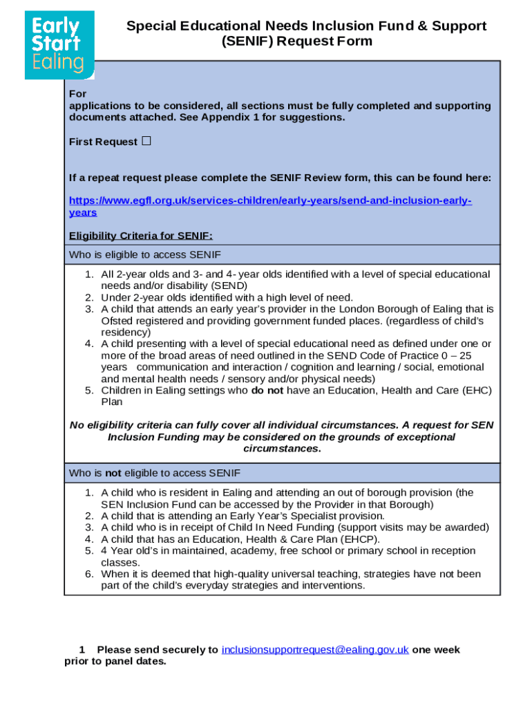 Special Educational Needs Inclusion Fund & Support ( ... Doc Template ...