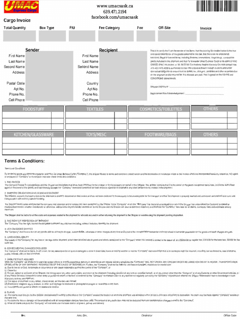Fillable Online UMAC INVOICE GENERIC.pdf Fax Email Print - pdfFiller